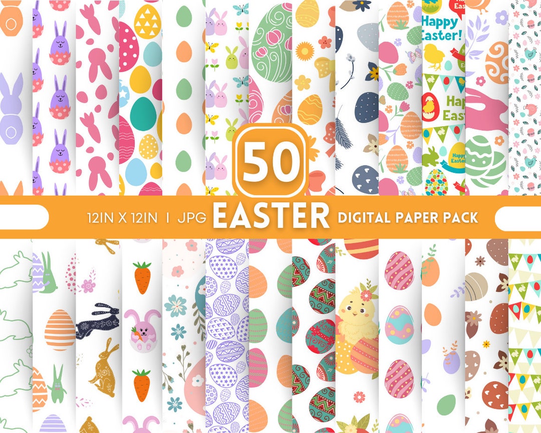 Easter, 50 Easter Themed Digital Paper, Happy Easter Day, Easter Paper ...