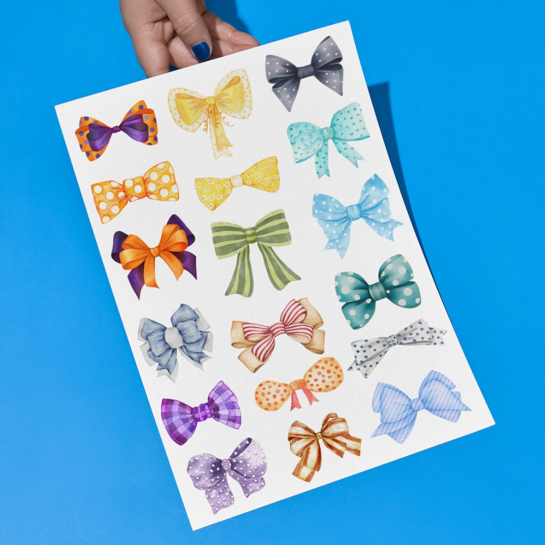 Printable Ribbon Sticker, Printable Bow Sticker, Digital Stickers ...