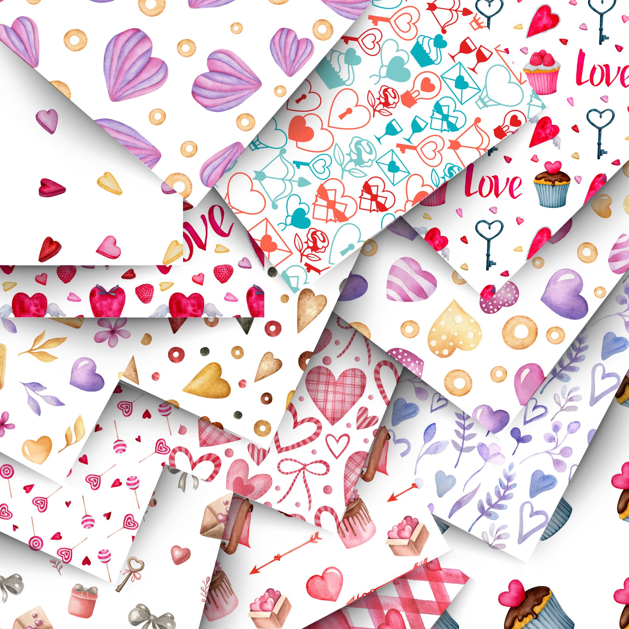 100 Valentines Themed Digital Paper, Seamless Commercial Use Instant ...