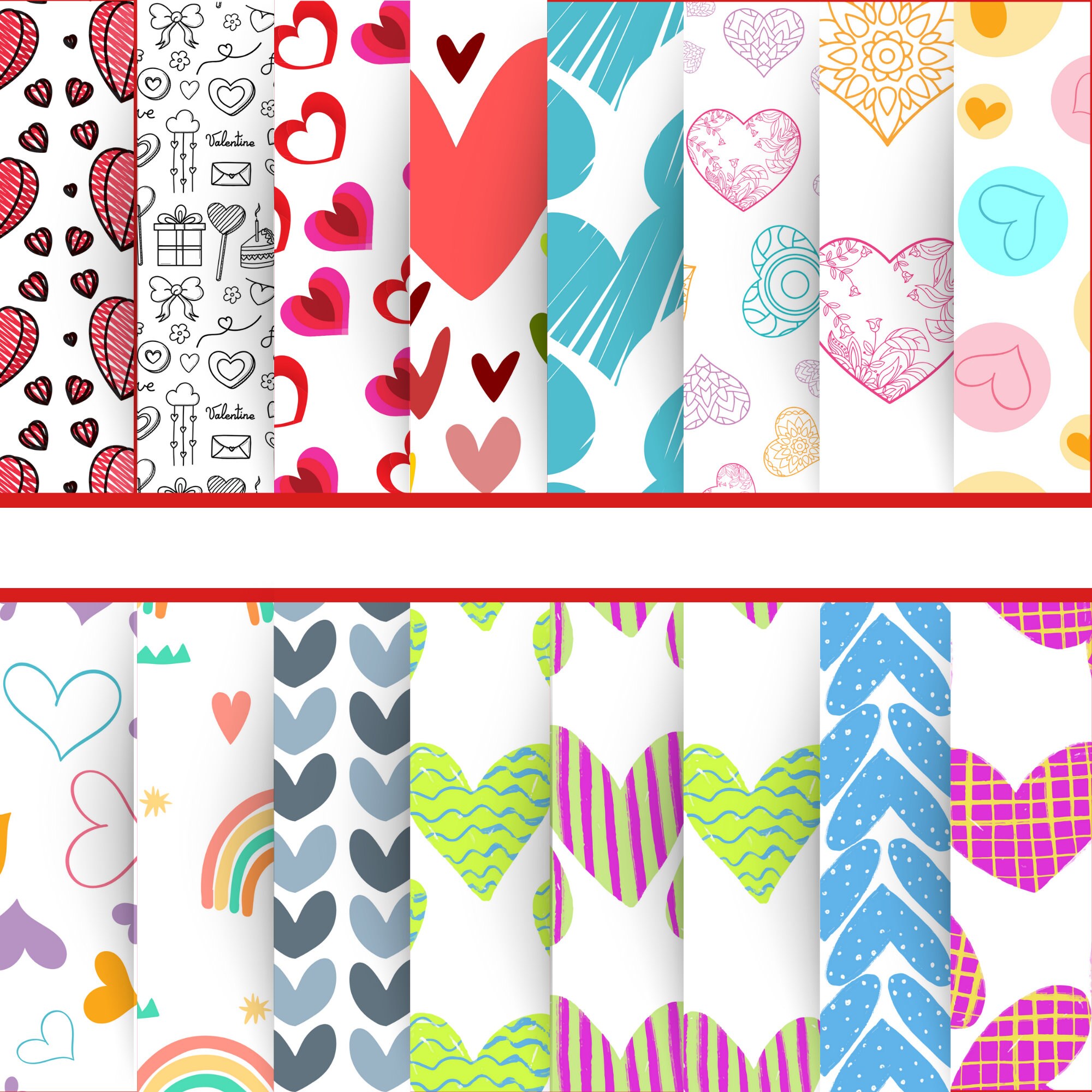 50 Valentines Themed Digital Paper, Seamless Commercial Use Instant ...