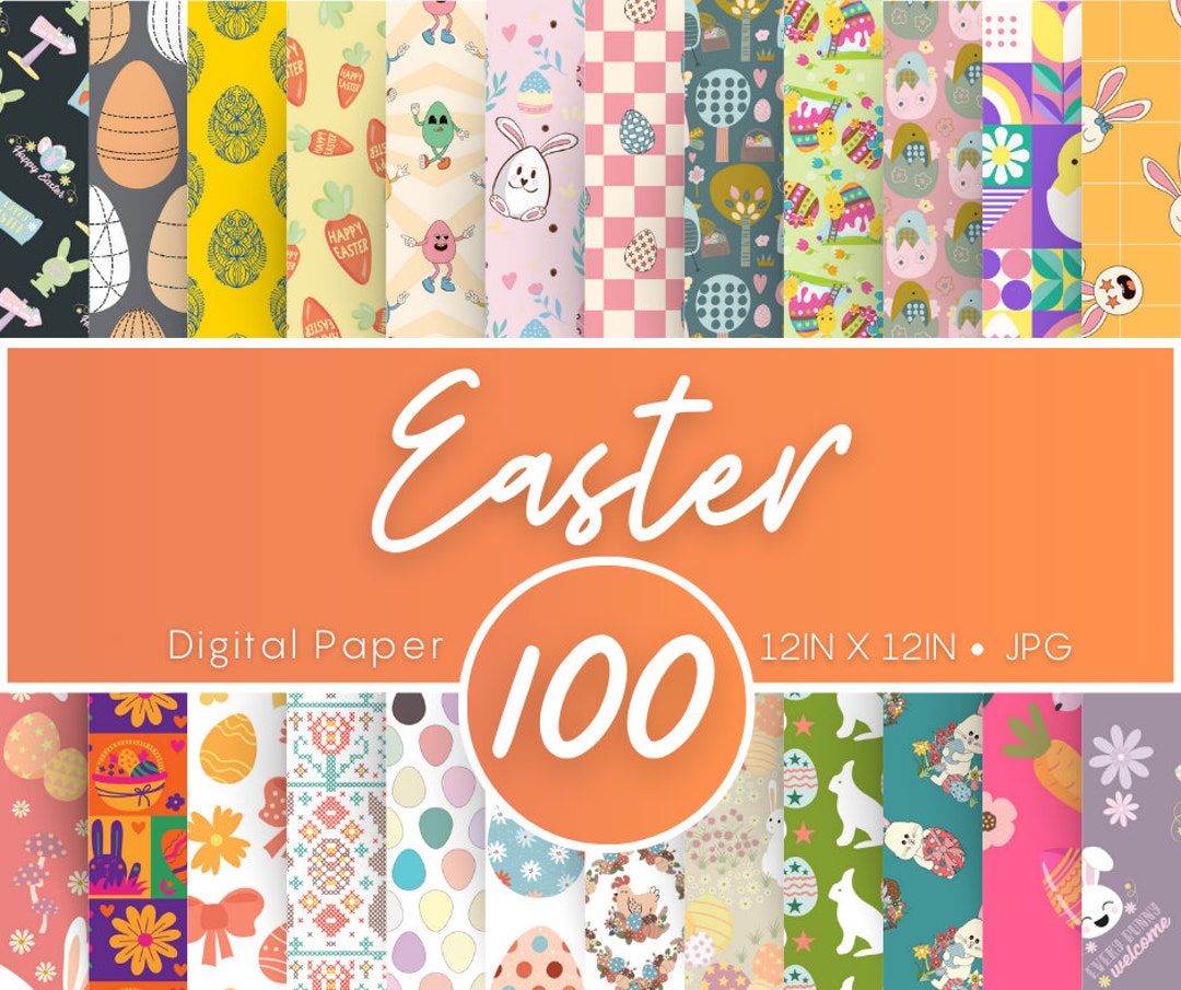 Easter, 100 Easter Digital Paper, Happy Easter Day, Easter Paper Bundle ...