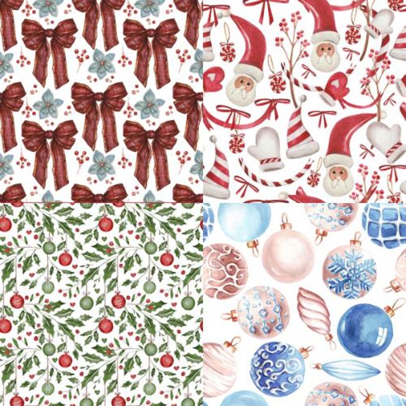 20 Christmas Themed Digital Paper, Seamless Commercial Use Instant ...