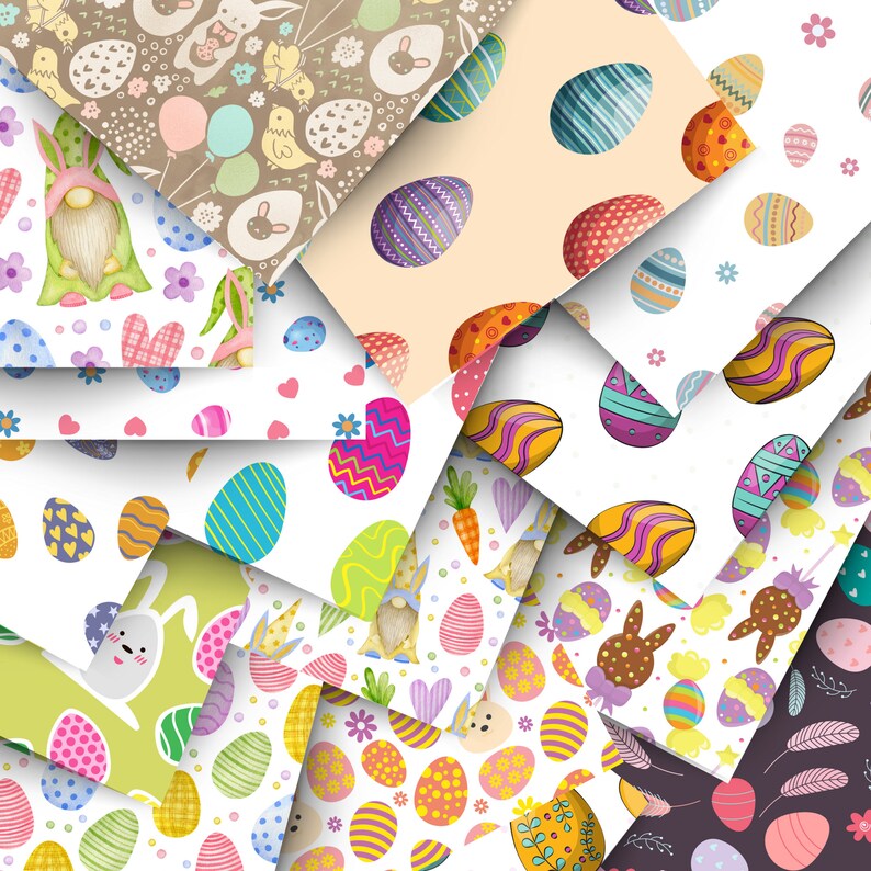 50 Easter Themed Digital Paper, Instant Download Happy Easter Digital ...