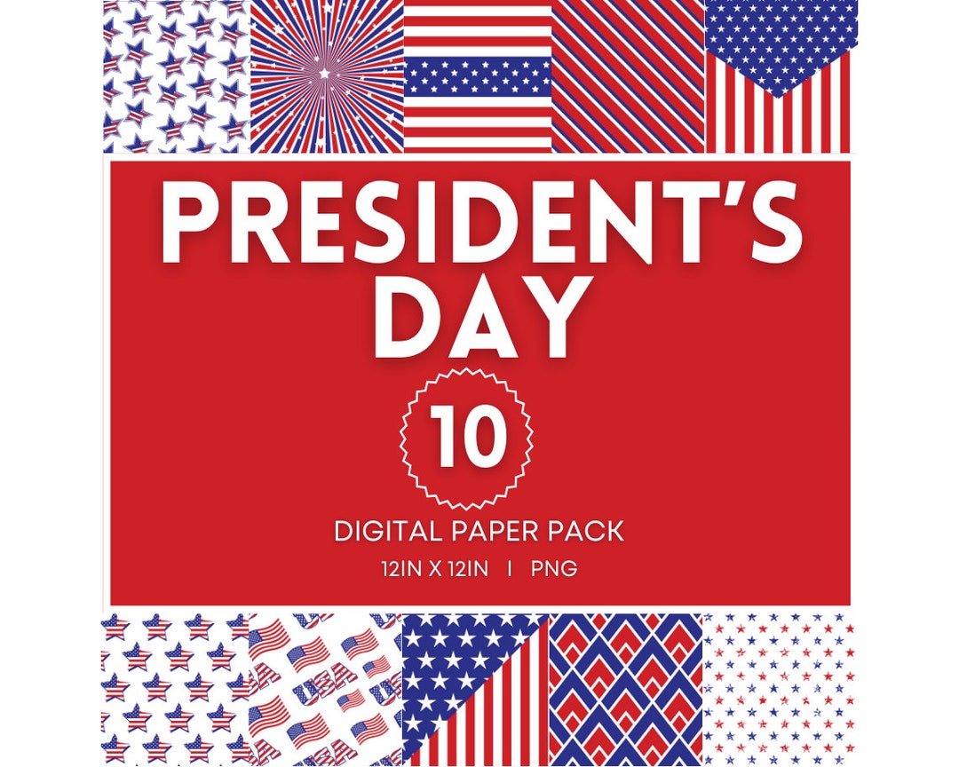 10 Presidents' Day Digital Paper, Instant Download, Seamless Commercial ...