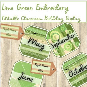 LIME GREEN Classroom Editable Birthday Board - Etsy