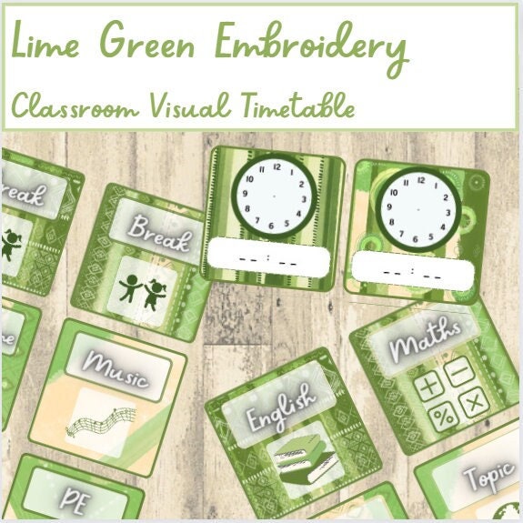 LIME GREEN Classroom Visual Timetable With Blank Clocks - Etsy