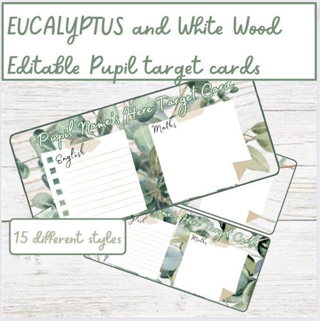 Eucalyptus and White Wood Editable Pupil Target Cards - Etsy UK