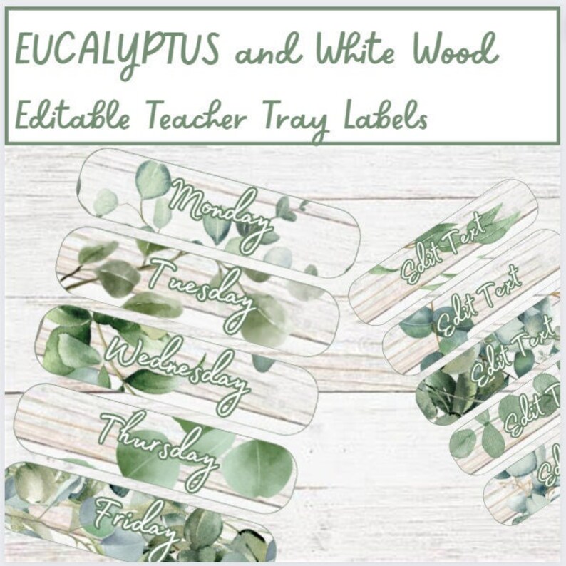 Eucalyptus and White Wood Teacher Tray Labels - Etsy