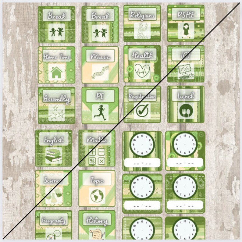 LIME GREEN Classroom Visual Timetable With Blank Clocks - Etsy