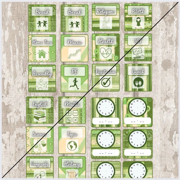 LIME GREEN Classroom Visual Timetable With Blank Clocks - Etsy