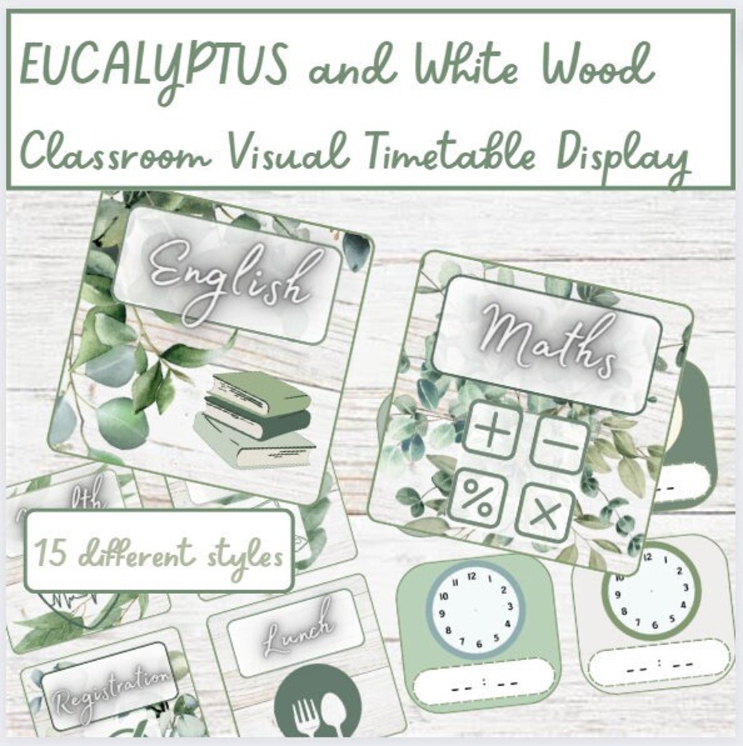 Eucalyptus and White Wood Classroom Visual Timetable - Etsy