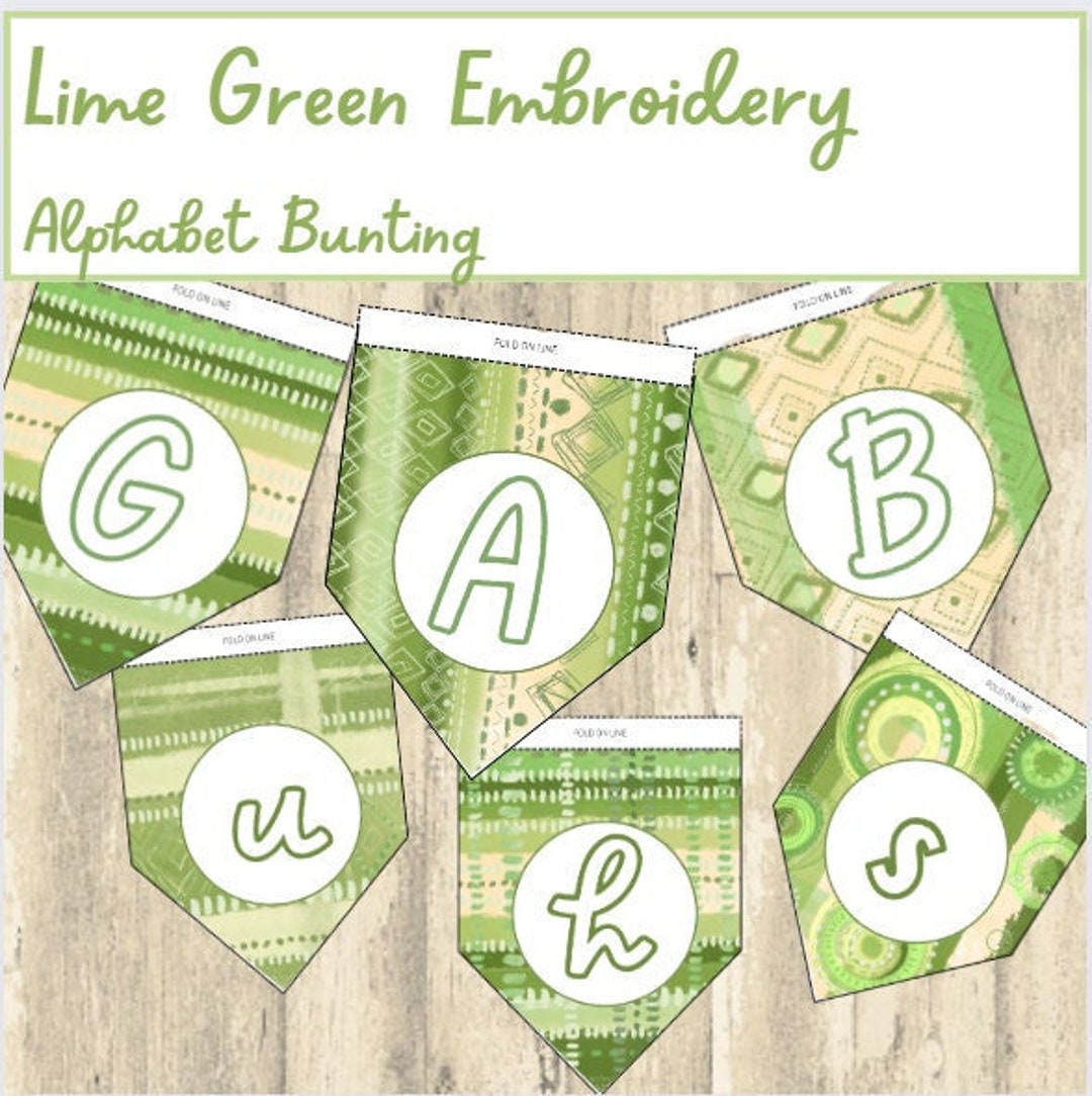 LIME GREEN Classroom Alphabet Bunting - Etsy