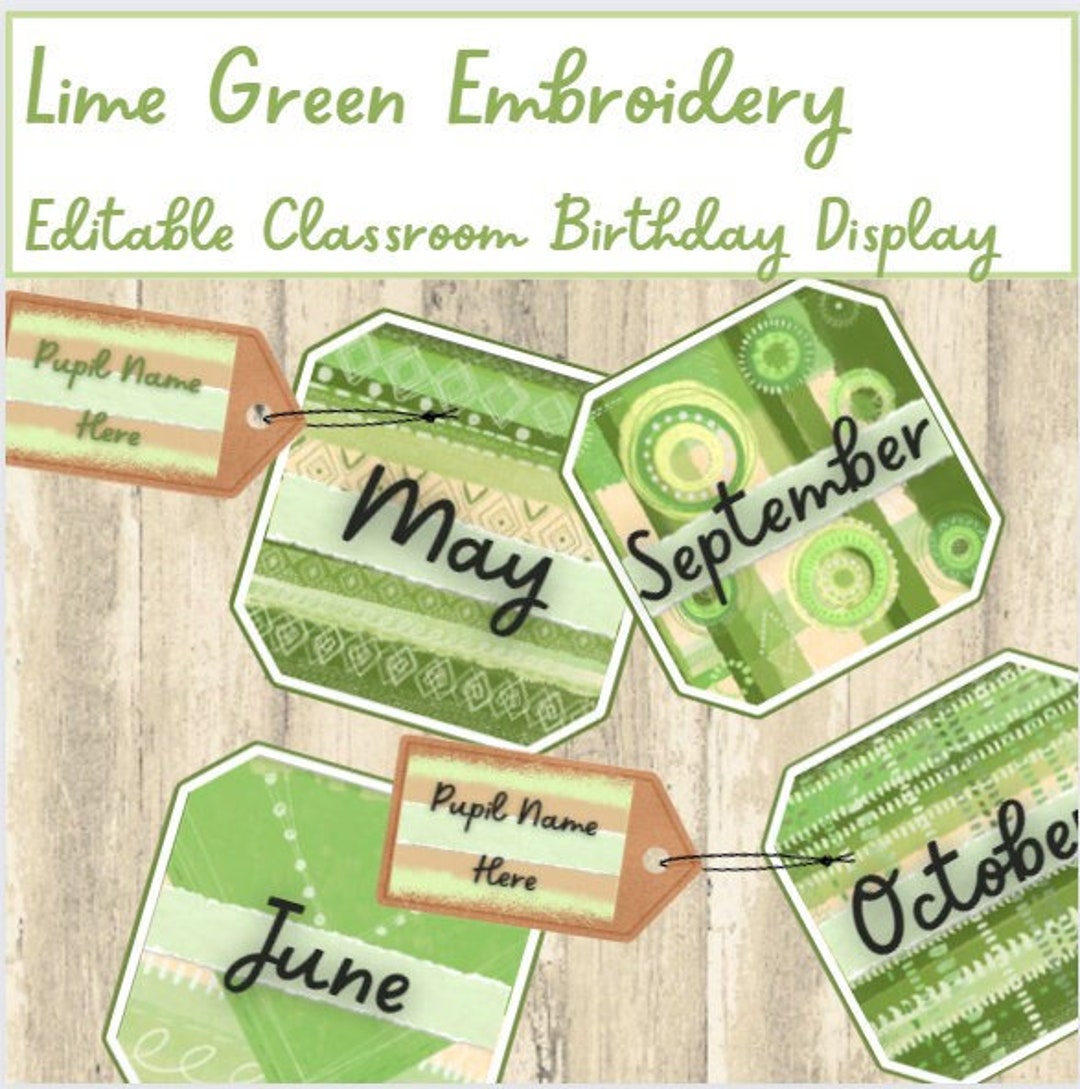 LIME GREEN Classroom Editable Birthday Board - Etsy