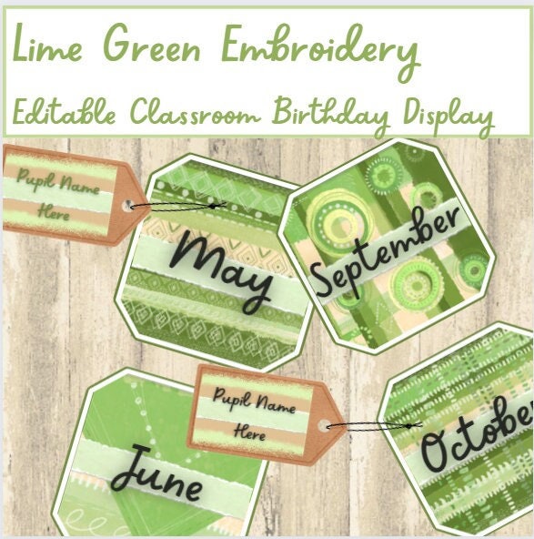 LIME GREEN Classroom Editable Birthday Board - Etsy