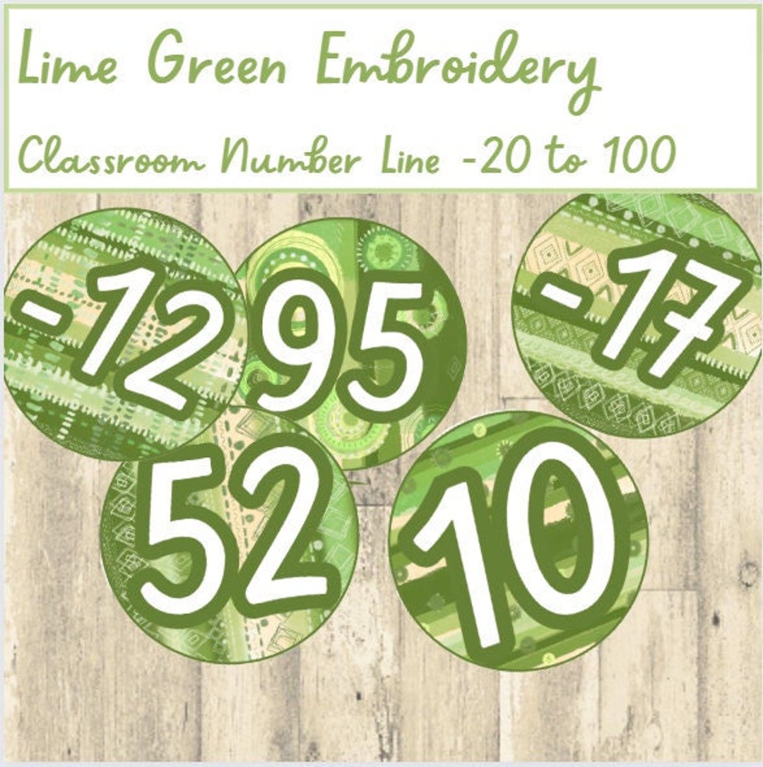 LIME GREEN Classroom Number Line From -20 to 100 - Etsy