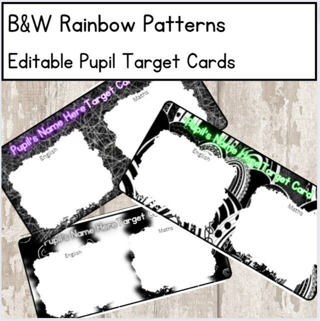 B&W Rainbow Patterns Pupil Target Cards - Etsy