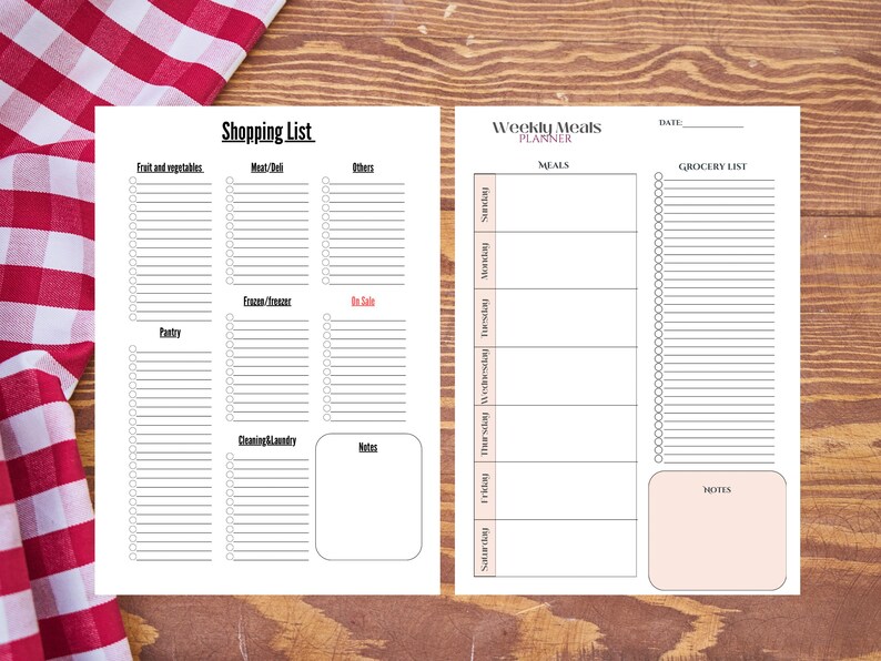 Digital or Printable Shopping List and Weekly Meal Planner + Bonus ...