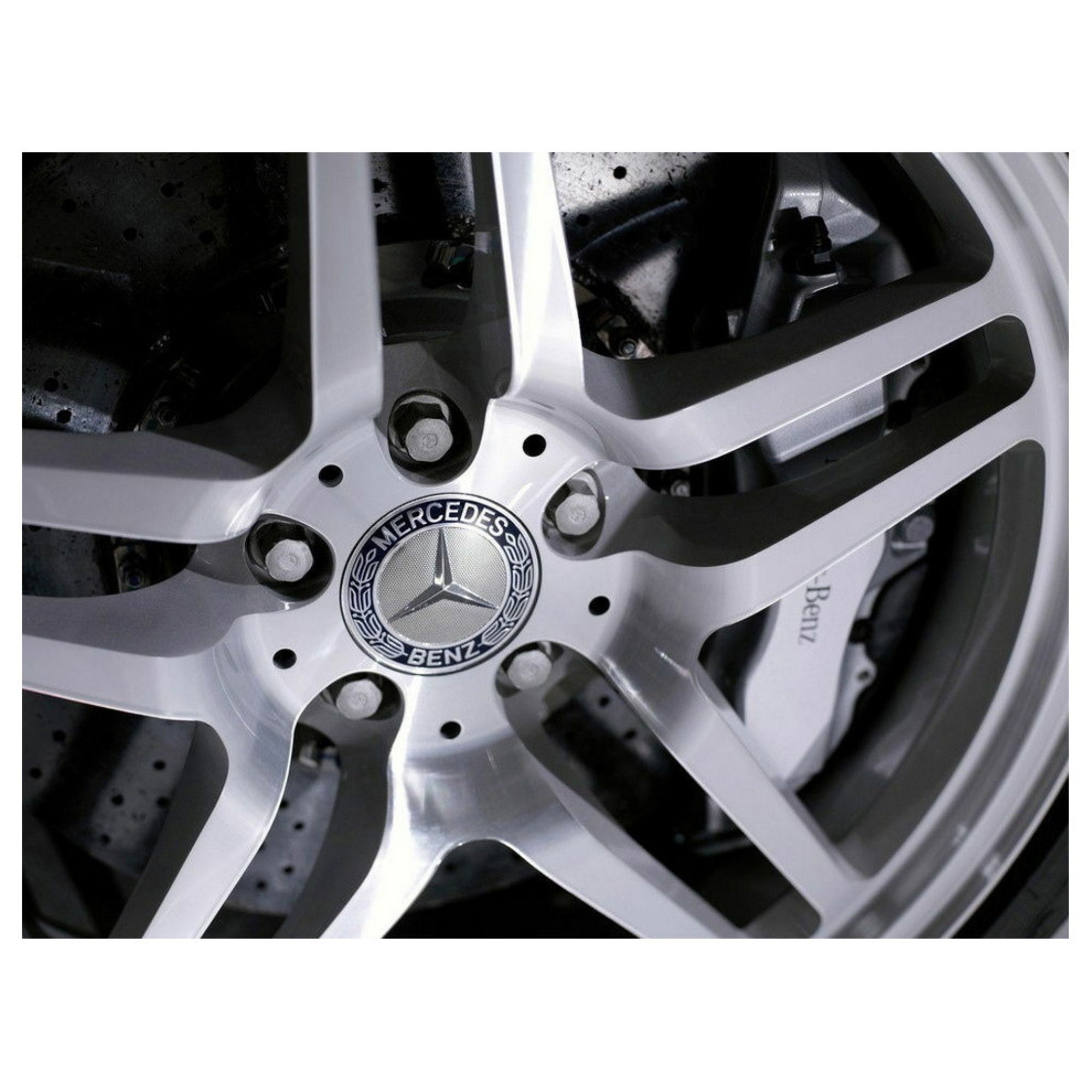 Original Set of 4 Premium Blue Mercedes Benz Wheel Centre Cap 75mm ...