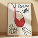 Plus De Vin Print, French Wine Art Print, Bar Cart Decor Print, Fun ...