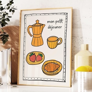 Mon Petit Dejeuner Print, Retro French Breakfast Print, Maximalist ...