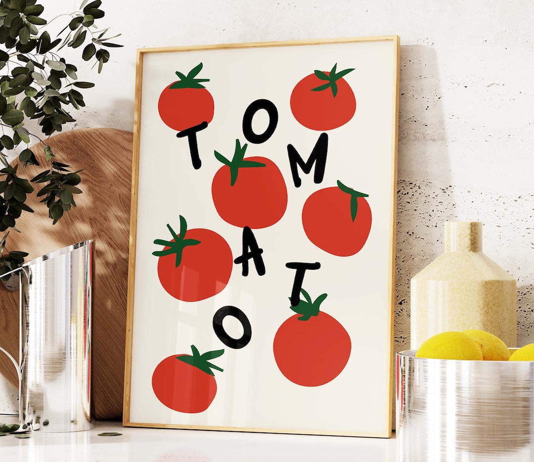 Retro Tomato Print, Trendy Tomato Poster, Vegetable Art Print, Modern ...