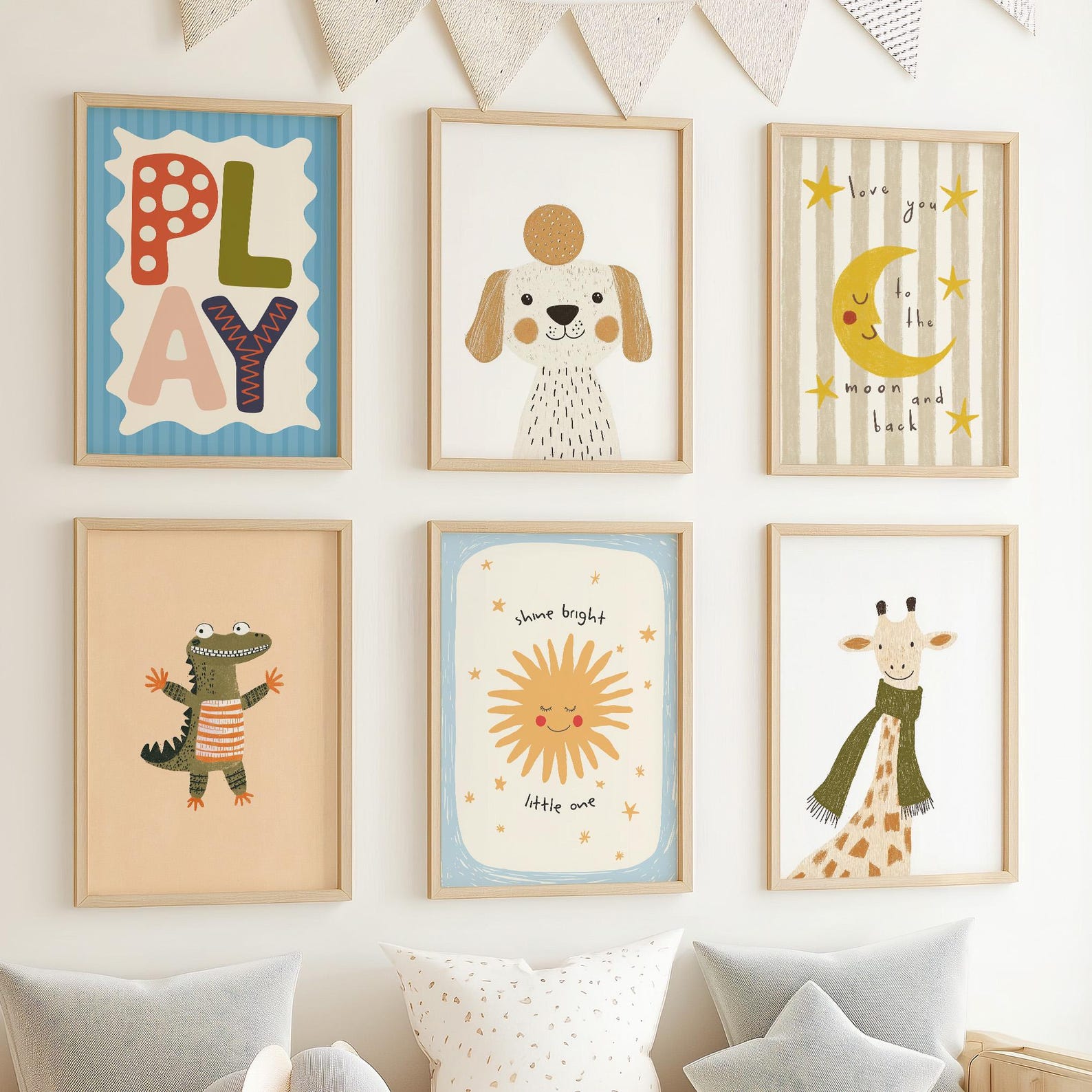 50 Kids Room Wall Art Bundle, Colorful Nursery Room Prints, Cute ...