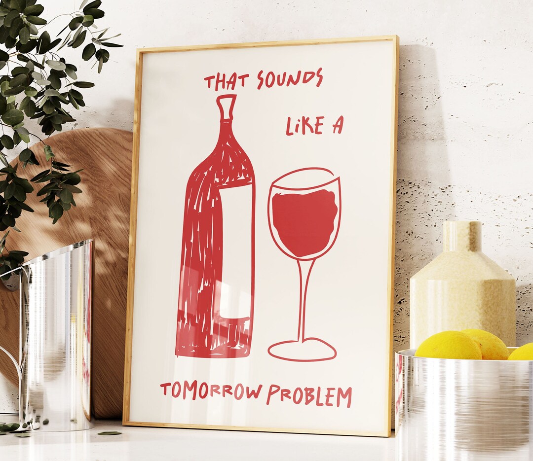 Retro Wine Print, Printable, Vintage Wine Print, Mid Century Modern ...