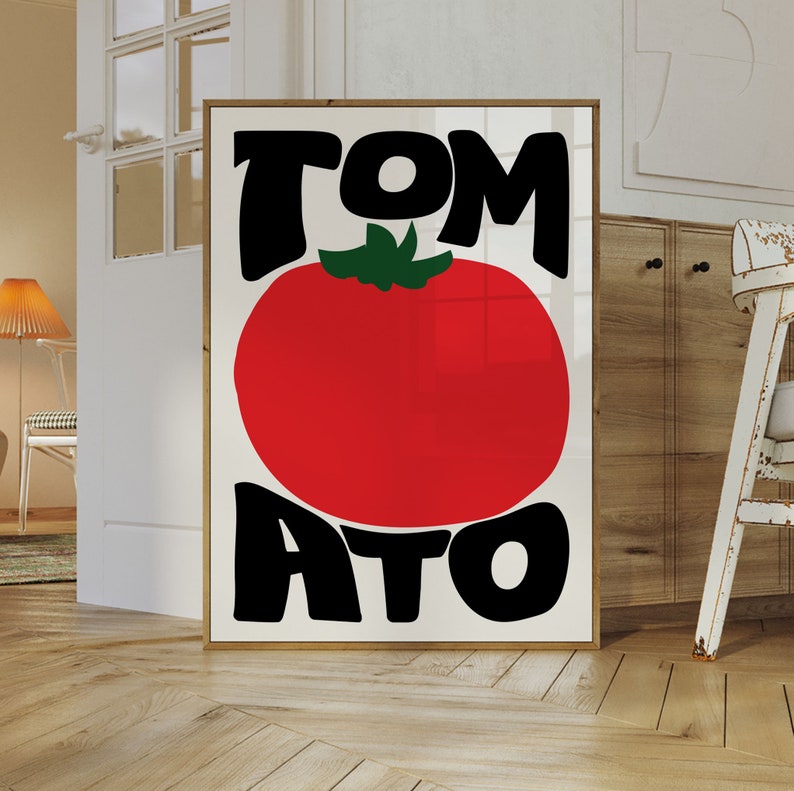 Retro Tomato Print, Trendy Tomato Poster, Vegetable Art Print, Modern ...