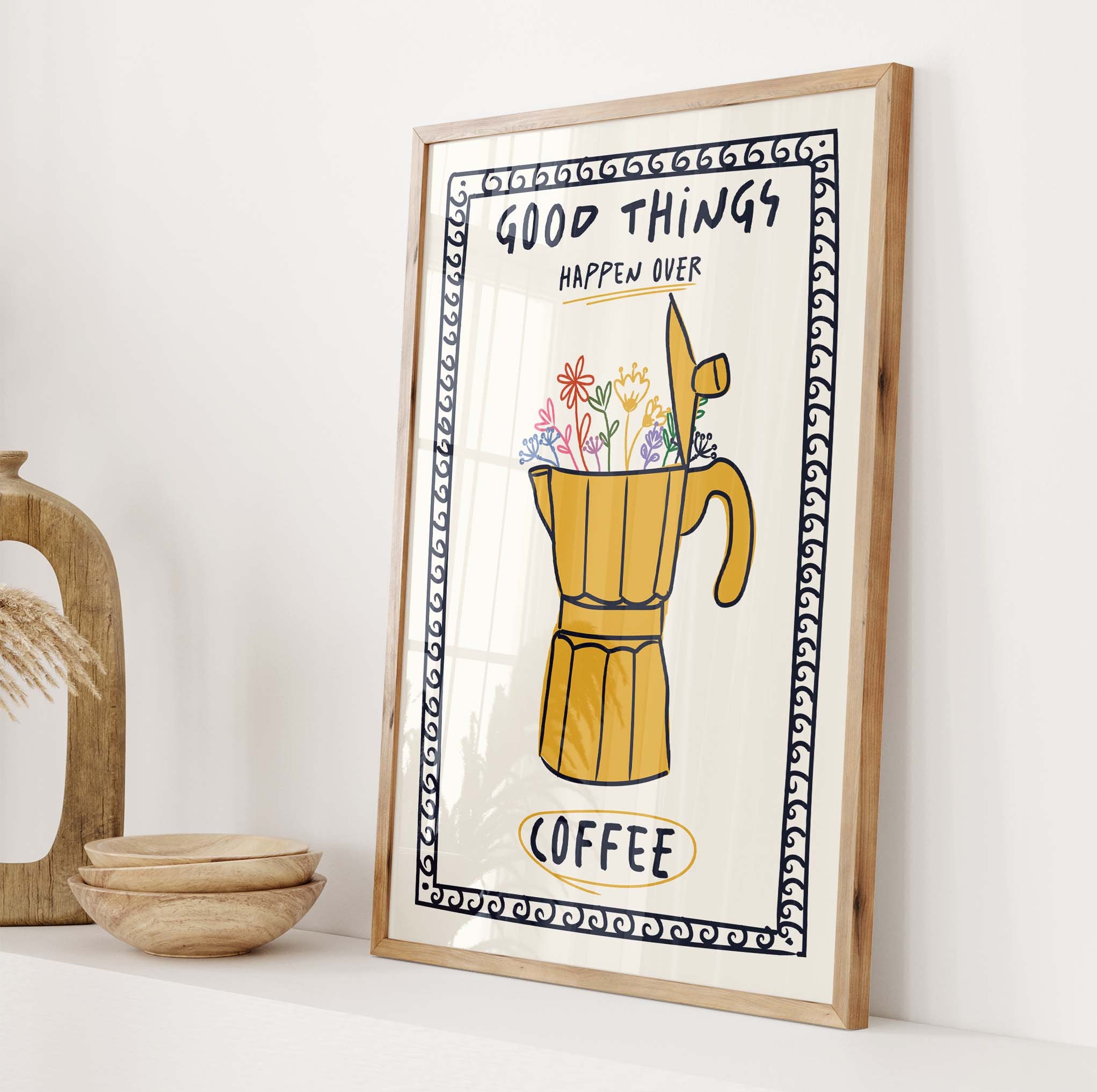 Retro Coffee Print, Coffee Bar Wall Art, Maximalist Kitchen Print ...