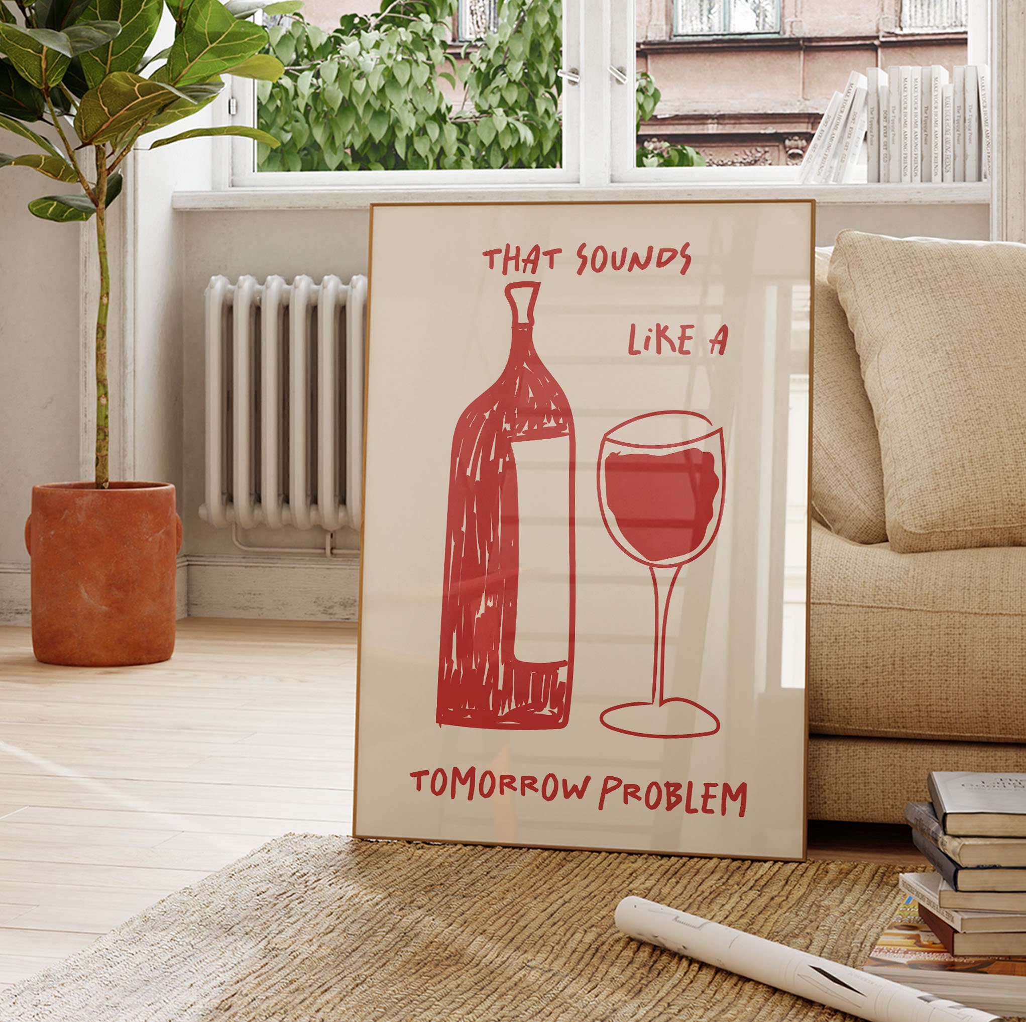 Retro Wine Print, Printable, Vintage Wine Print, Mid Century Modern ...