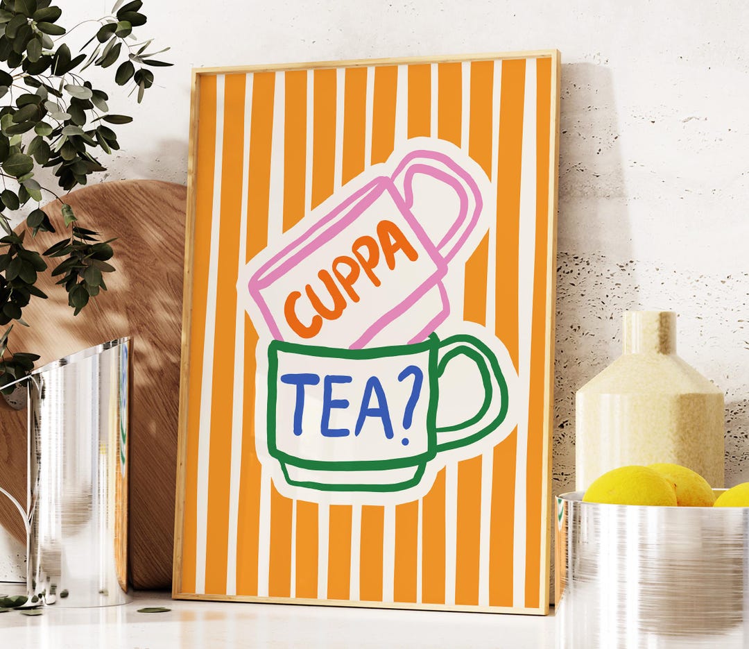 Cuppa Tea Print, Cute Tea Cup Print, Maximalist Kitchen Gallery Wall ...
