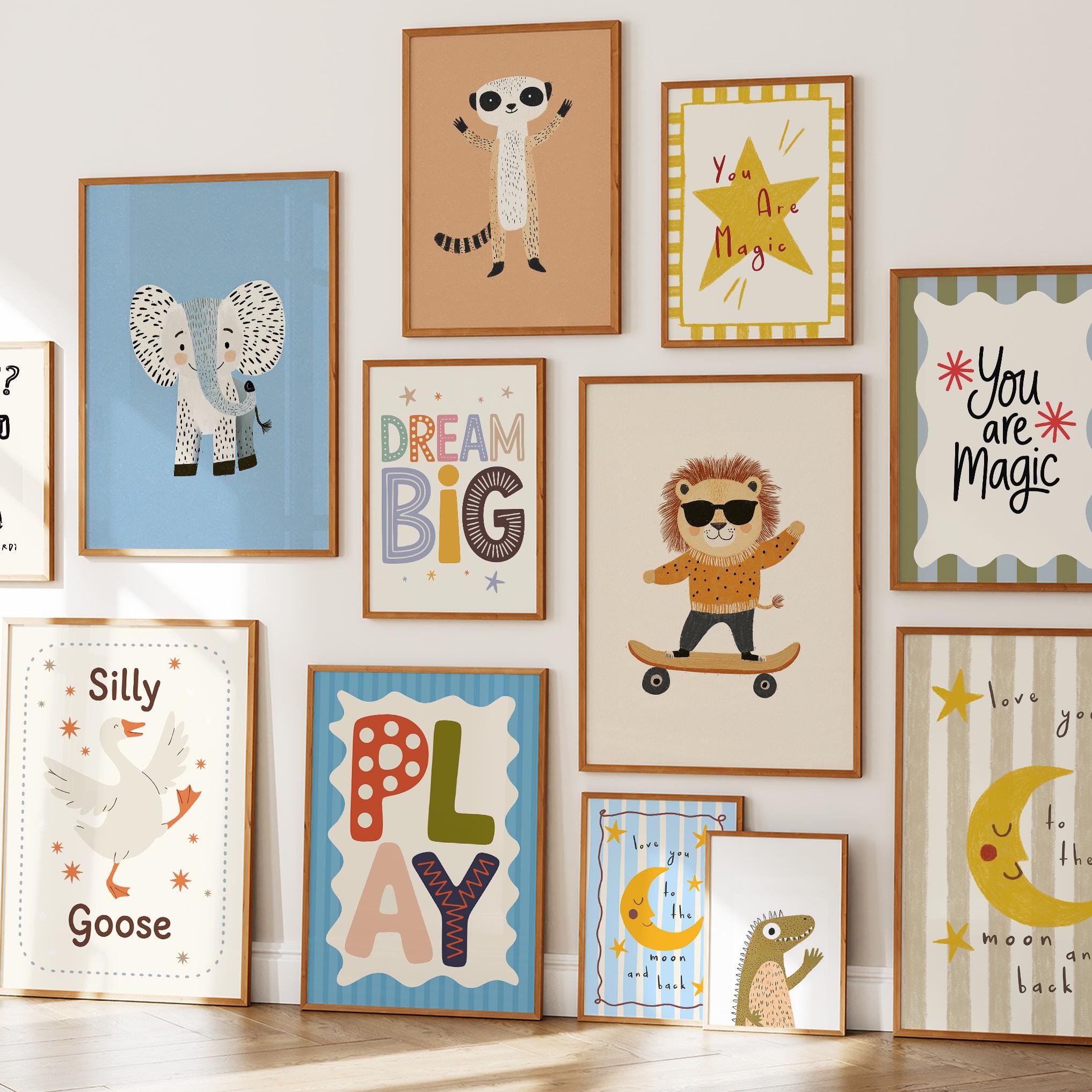 50 Kids Room Wall Art Bundle, Colorful Nursery Room Prints, Cute ...
