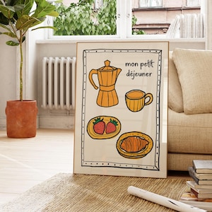 Mon Petit Dejeuner Print, Retro French Breakfast Print, Maximalist ...