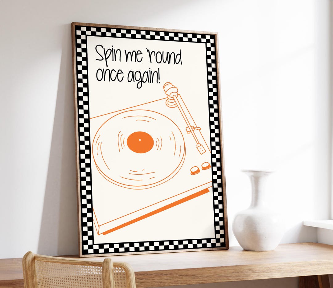 Spin Me Round Once Again Print, Music Wall Art, Funky Music Room Studio ...