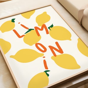 Lemons Wall Art Print, Amalfi Lemons Italy Retro Print, Trendy Kitchen ...