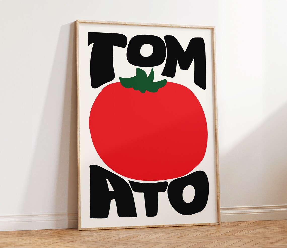 Retro Tomato Print, Trendy Tomato Poster, Vegetable Art Print, Modern ...