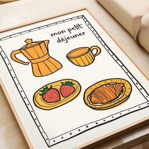 Mon Petit Dejeuner Print, Retro French Breakfast Print, Maximalist ...