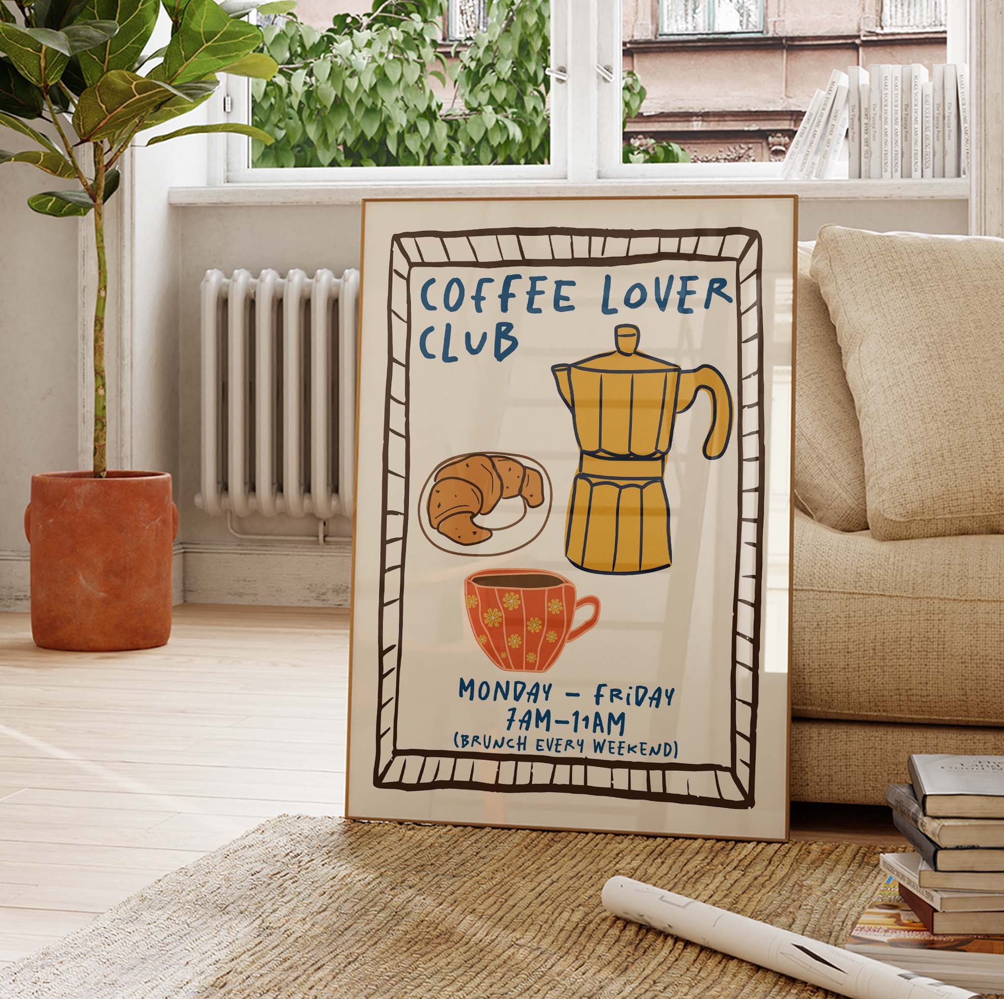 Coffee Lover Club Print, Retro Breakfast Print, Maximalist Kitchen ...