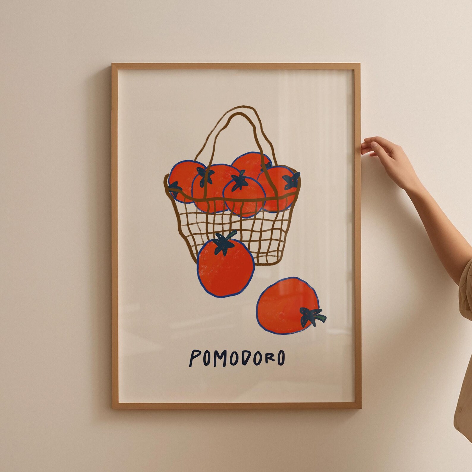 Retro Pomodoro Print, Trendy Tomato Poster, Vegetable Art Print ...