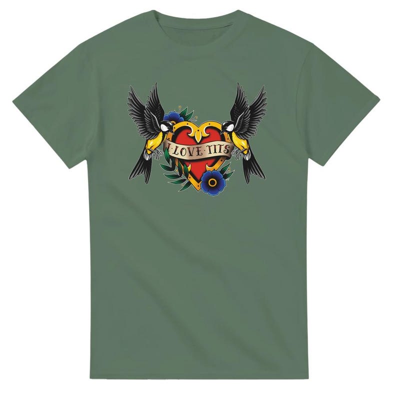 I Love Tits Old School Tattoo Design Heavyweight Unisex Crewneck T