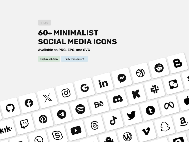 60+ Minimalist Social Media Icons · Ultra High Resolution · Fully ...