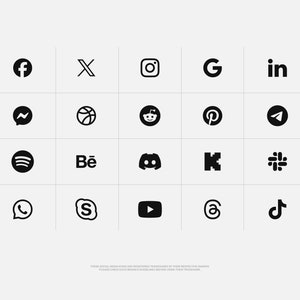 50 Minimalist Social Media Icons Ultra High Resolution Fully ...