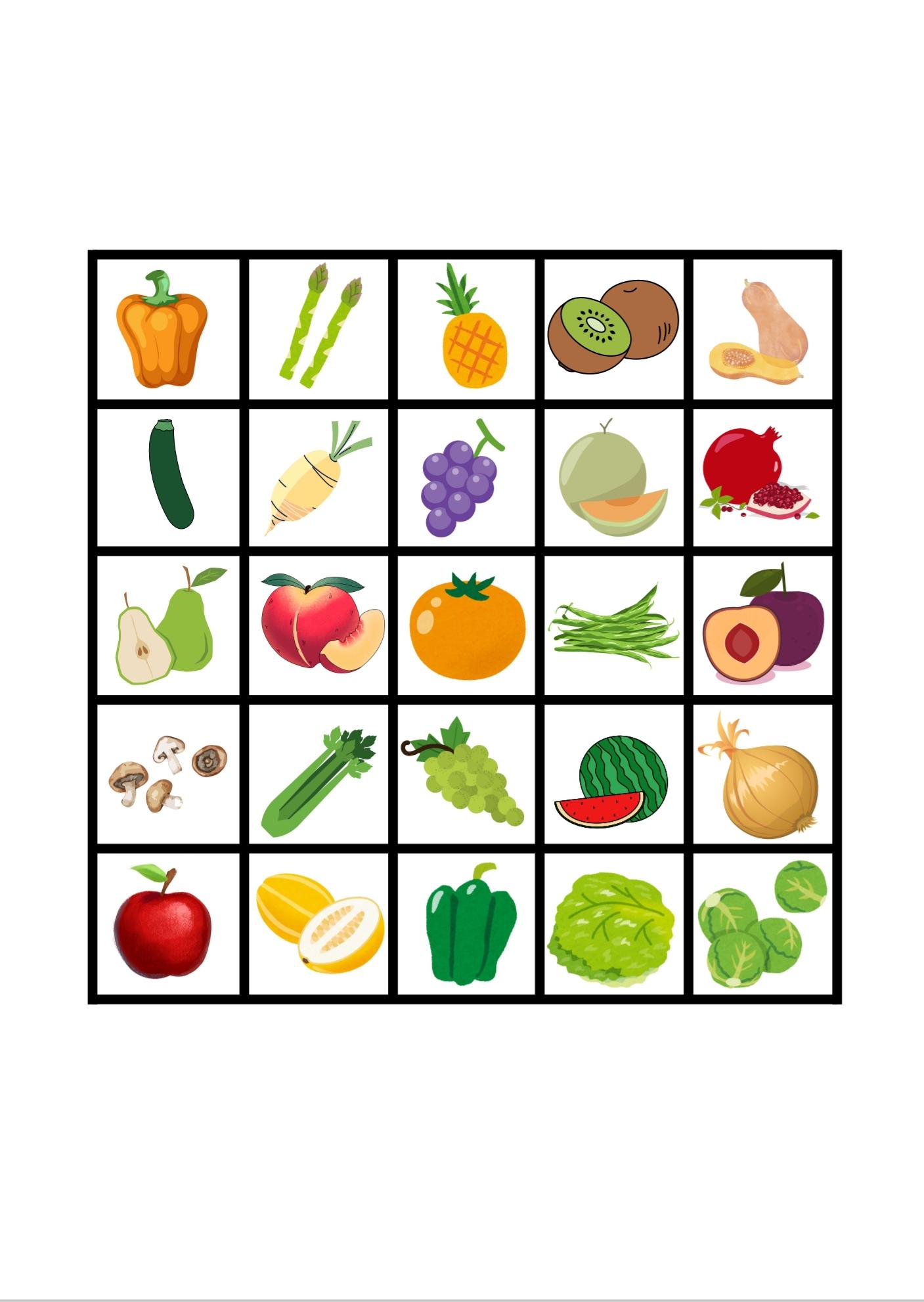 DIGITAL, PRINTABLE, Rainbow Bingo! (fruits and Veggies) - Etsy