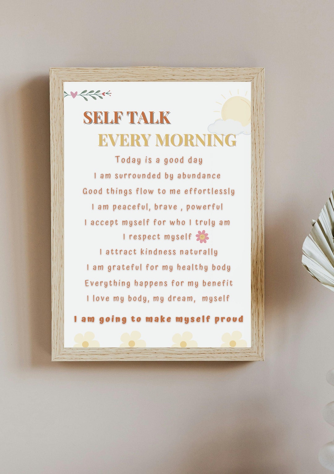 Morning Affirmations Poster at Home Decor Wall Art Print L Positivity ...