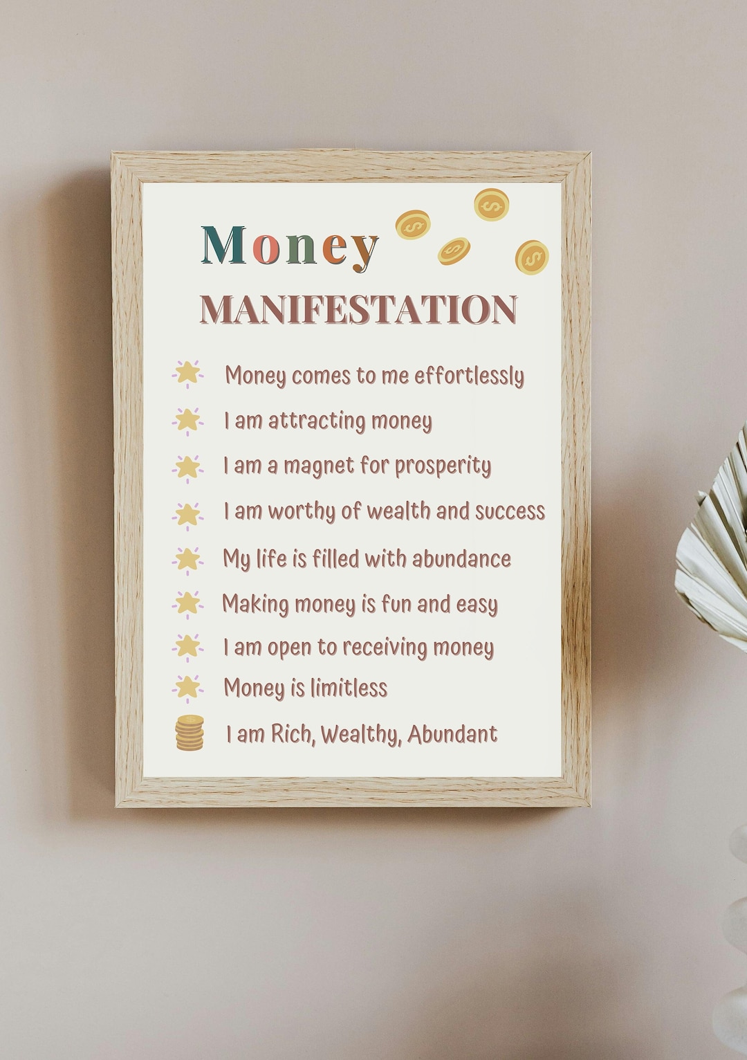 Money Manifestation for Wealth Poster, Home Decor for Money, Abundant ...