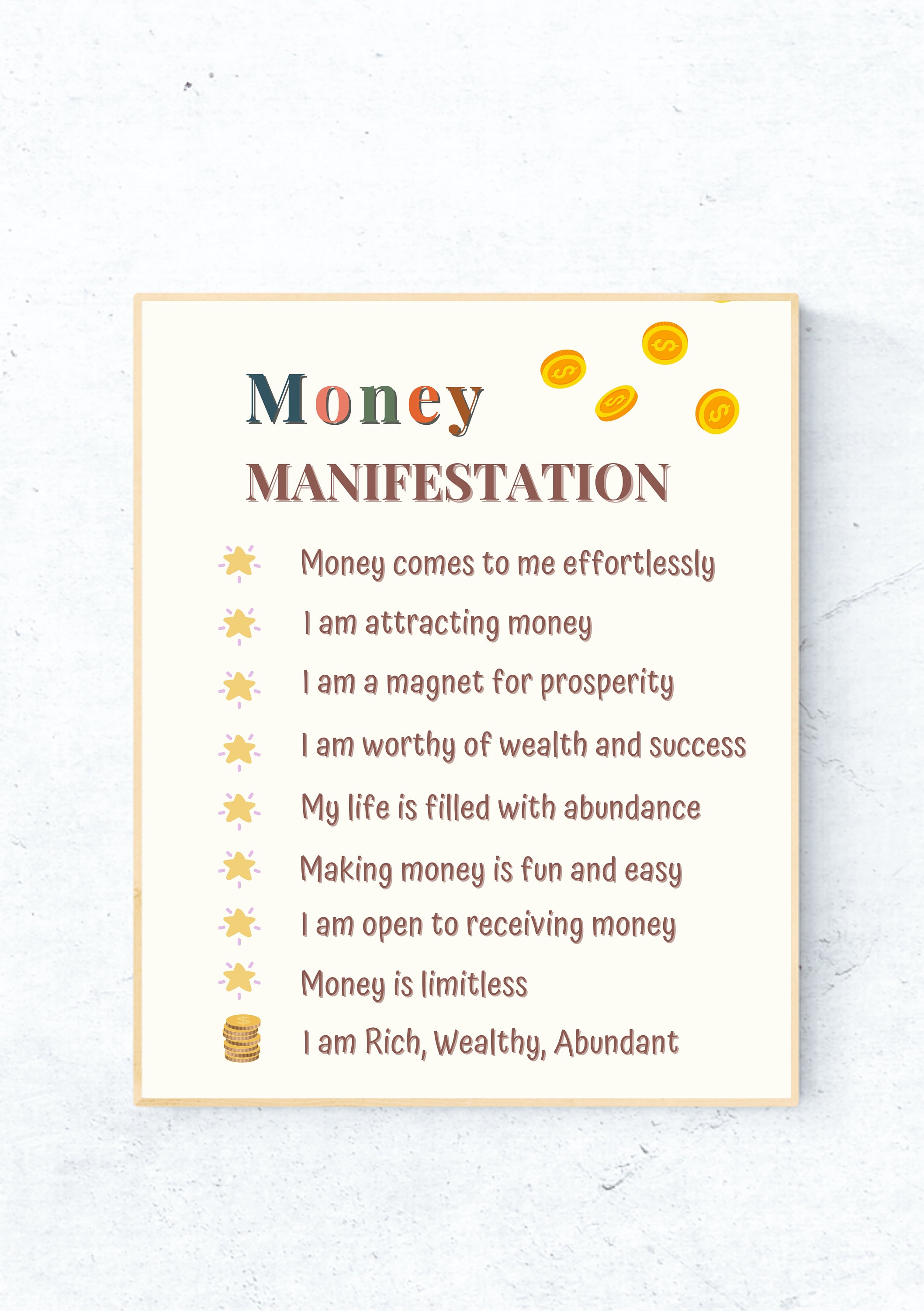 Money Manifestation for Wealth Poster, Home Decor for Money, Abundant ...