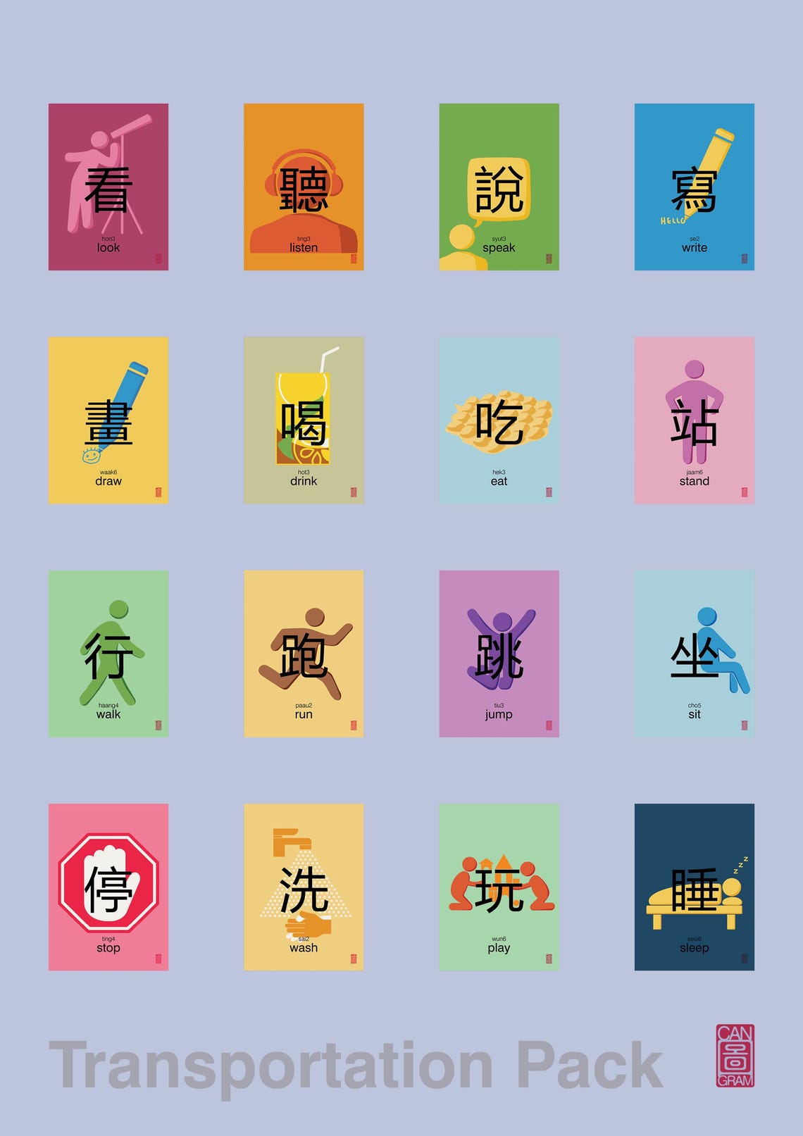 HK Cantonese Flashcard Set | Learn Traditional Chinese Characters for ...