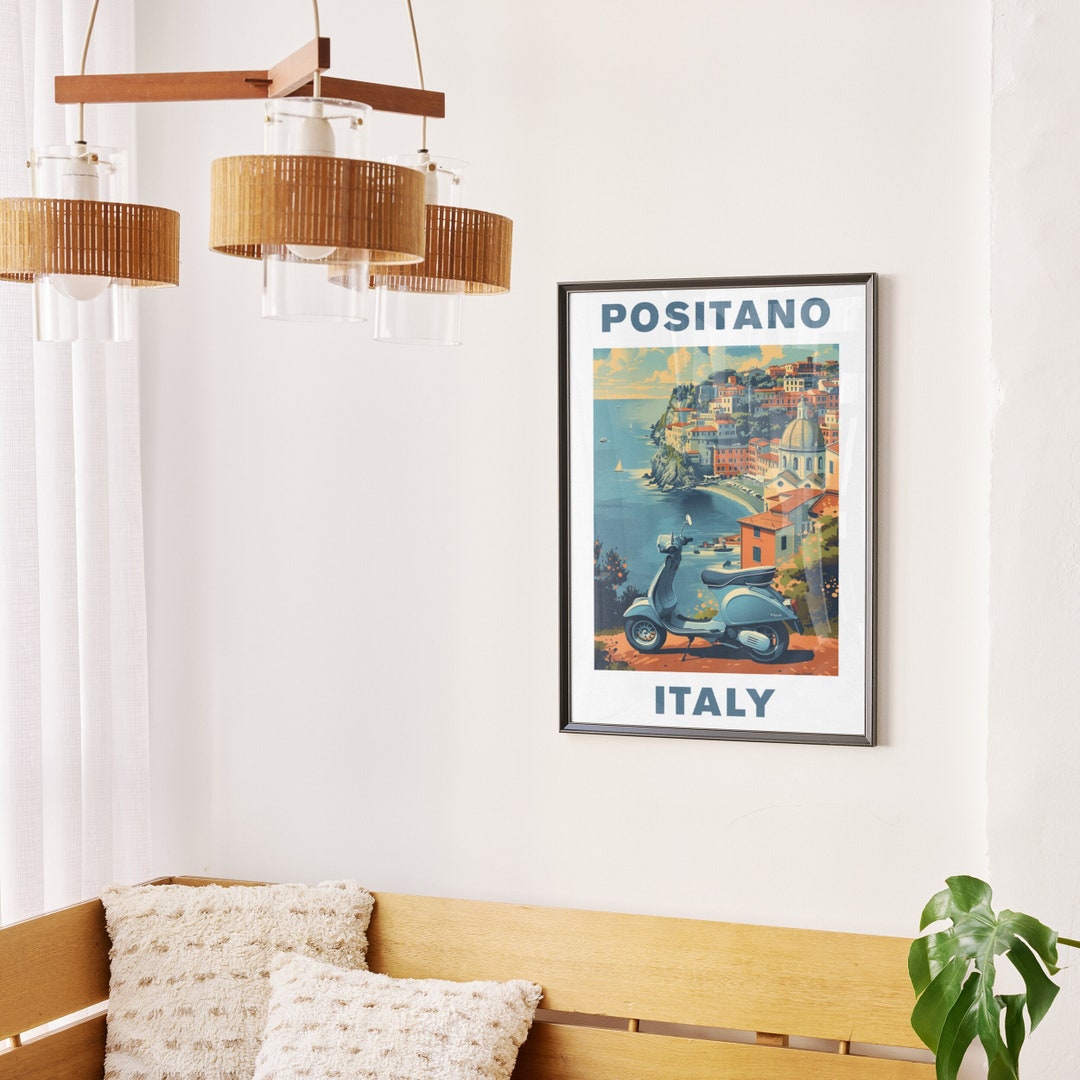 Positano Poster Amalfi Coast Print Amalfi Illustration Retro Italy ...