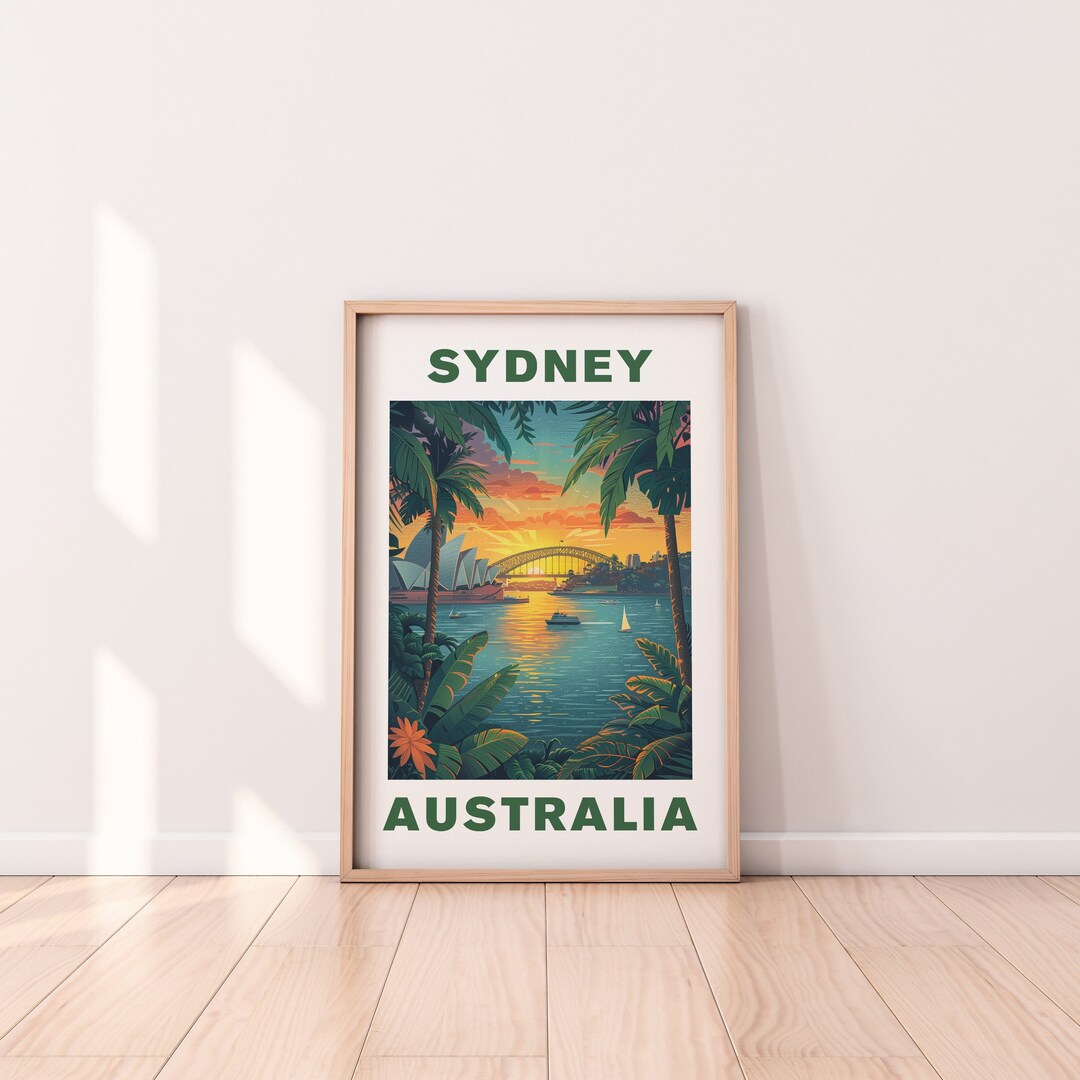 Sydney Tourism Poster Art Deco Travel Art Sydney Artwork Sydney Harbour ...