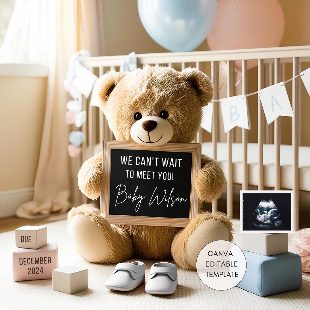 Pregnancy Announcement Digital Baby Announce With Editable Sonogram ...